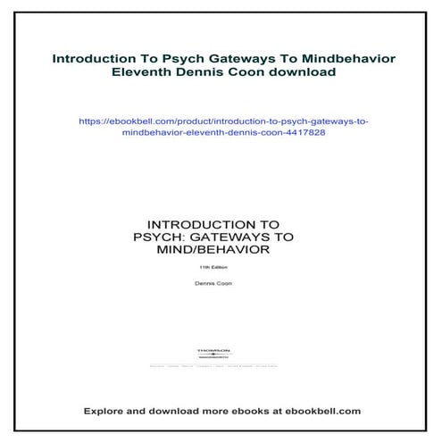 Introduction To Psych Gateways To Mindbehavior Eleventh Dennis Coon | PDF