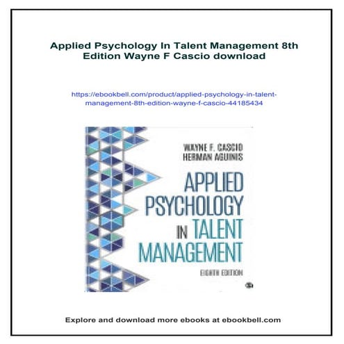 Applied Psychology In Talent Management 8th Edition Wayne F Cascio | PDF