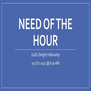 Need of the Hour | PPT
