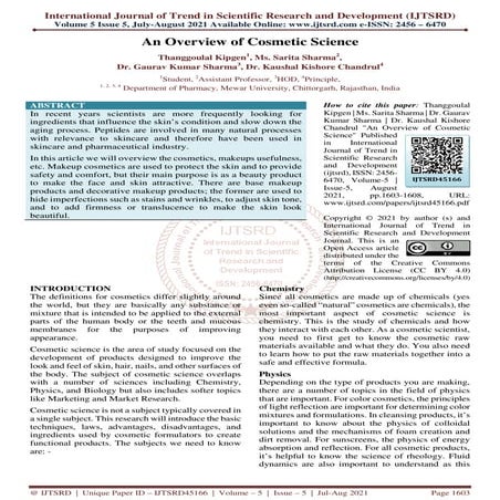Cosmetic science | PDF
