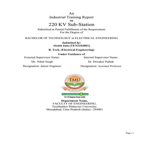 220KV Substation Training Report | PDF