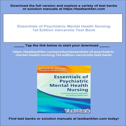 Essentials of Psychiatric Mental Health Nursing 1st Edition Varcarolis ...