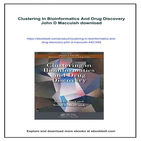 Clustering In Bioinformatics And Drug Discovery John D Maccuish | PDF