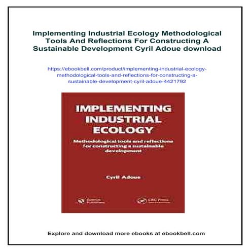 Implementing Industrial Ecology Methodological Tools And Reflections ...