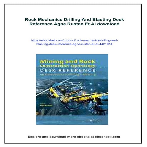 Rock Mechanics Drilling And Blasting Desk Reference Agne Rustan Et Al | PDF
