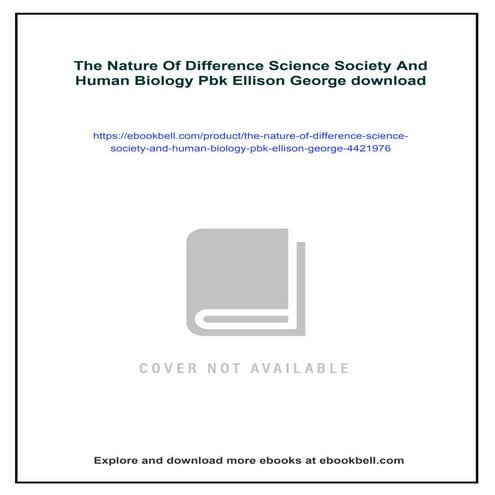 The Nature Of Difference Science Society And Human Biology Pbk Ellison ...