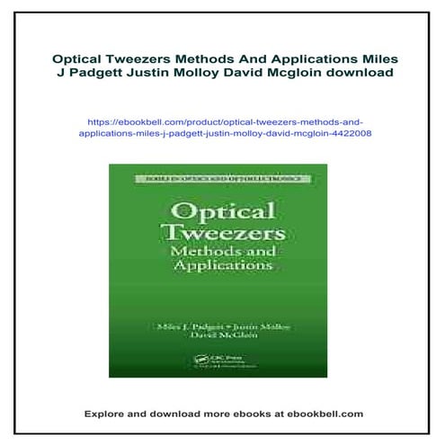 Optical Tweezers Methods And Applications Miles J Padgett Justin Molloy ...