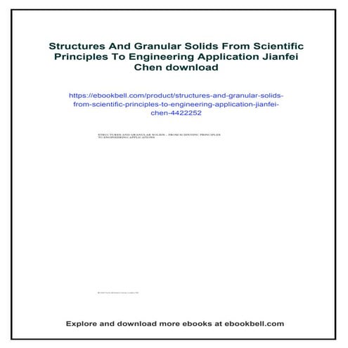 Structures And Granular Solids From Scientific Principles To Engineering Application Jianfei ...