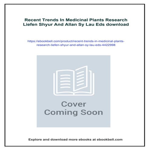 Recent Trends In Medicinal Plants Research Liefen Shyur And Allan Sy ...