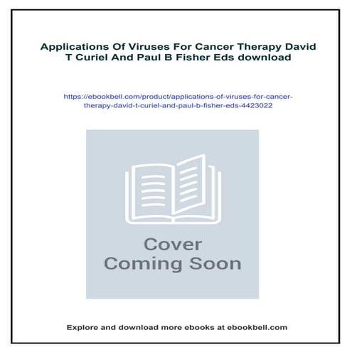 Applications Of Viruses For Cancer Therapy David T Curiel And Paul B Fisher Eds | PDF