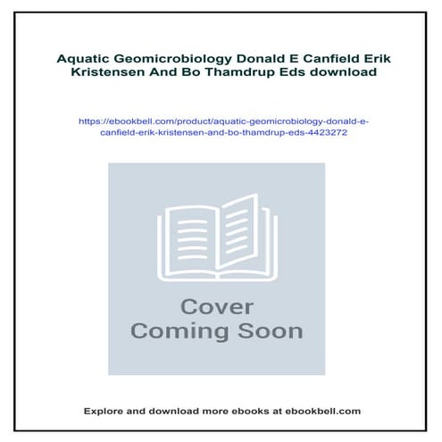 Aquatic Geomicrobiology Donald E Canfield Erik Kristensen And Bo ...