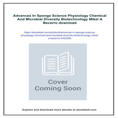 Advances In Sponge Science Physiology Chemical And Microbial Diversity ...