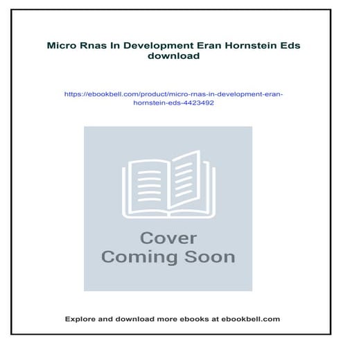Micro Rnas In Development Eran Hornstein Eds | PDF