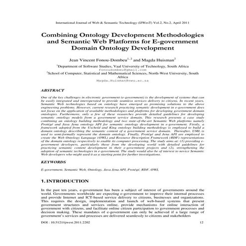 Combining Ontology Development Methodologies and Semantic Web Platforms for E-government Domain ...