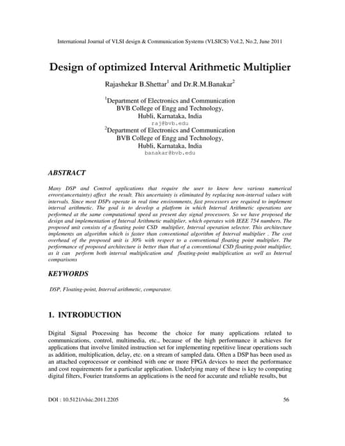Design Of Optimized Interval Arithmetic Multiplier Pdf