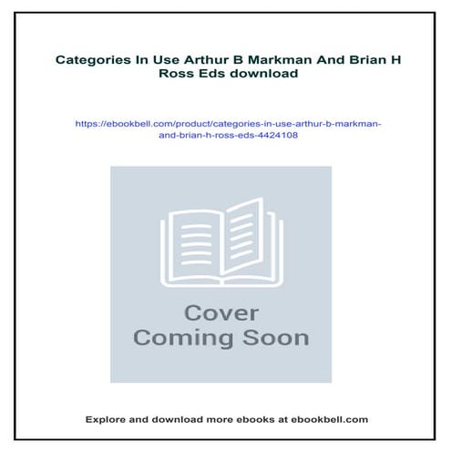 Categories In Use Arthur B Markman And Brian H Ross Eds | PDF