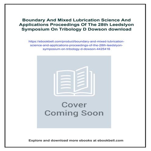 Boundary And Mixed Lubrication Science And Applications Proceedings Of ...