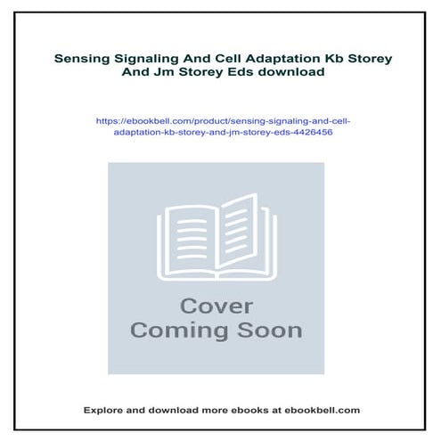 Sensing Signaling And Cell Adaptation Kb Storey And Jm Storey Eds | PDF
