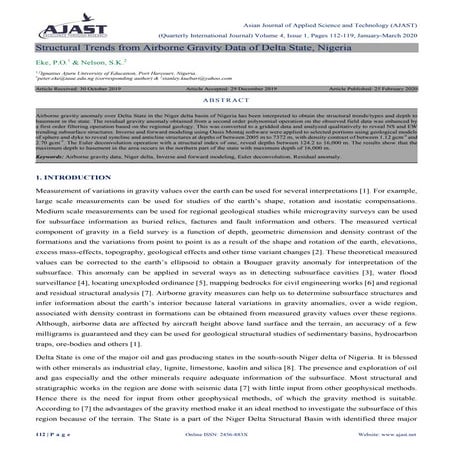 Structural Trends From Airborne Gravity Data Of Delta State Nigeria Pdf