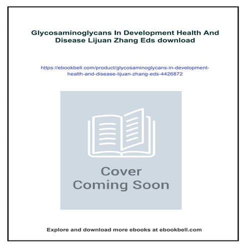 Glycosaminoglycans In Development Health And Disease Lijuan Zhang Eds | PDF