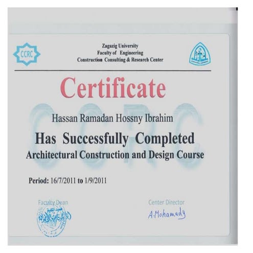 Architectural Construction And Design Course Certificate | PDF