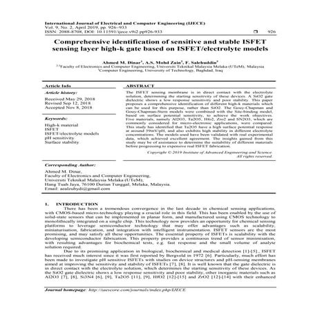 Comprehensive identification of sensitive and stable ISFET sensing ...