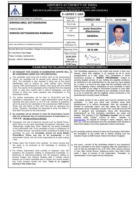 Admit card | PDF