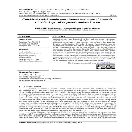 Combined scaled manhattan distance and mean of horner’s rules for ...