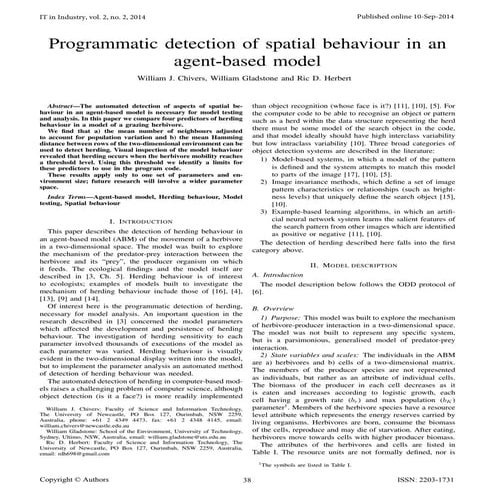Programmatic detection of spatial behaviour in an agent-based model | PDF