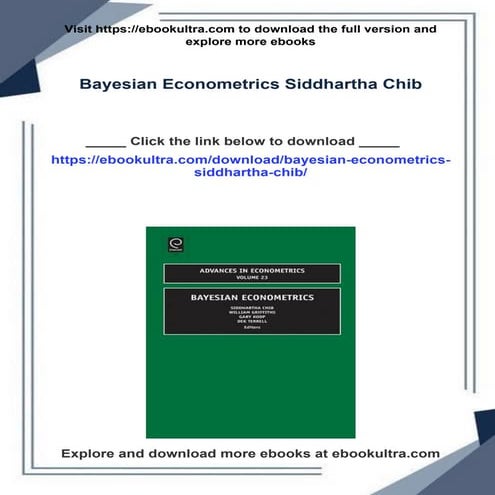 Download full ebook of Bayesian Econometrics Siddhartha Chib instant download pdf | PDF