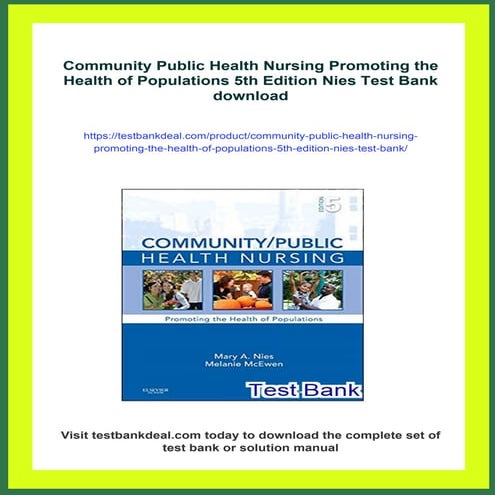 Community Public Health Nursing Promoting the Health of Populations 5th ...