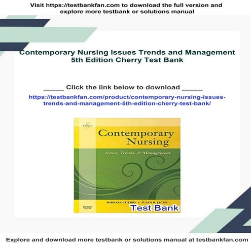 Contemporary Nursing Issues Trends and Management 5th Edition Cherry ...