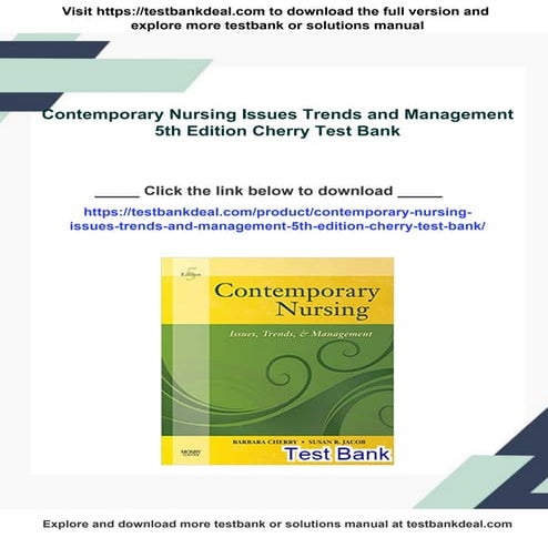 Contemporary Nursing Issues Trends and Management 5th Edition Cherry ...