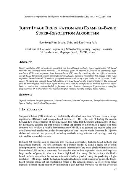 Joint Image Registration And Example-Based Super-Resolution Algorithm | PDF Joint Image Registration And Example-Based Super-Resolution Algorithm | PDF
