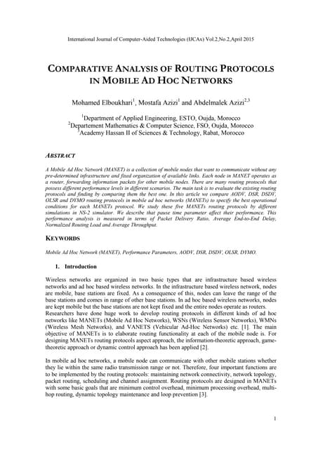 Comparative Analysis Of Routing Protocols In Manets Pdf