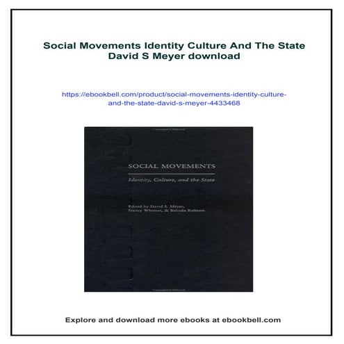 Social Movements Identity Culture And The State David S Meyer | PDF