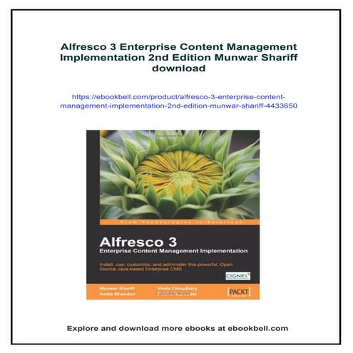 Alfresco 3 Enterprise Content Management Implementation 2nd Edition Munwar Shariff | PDF
