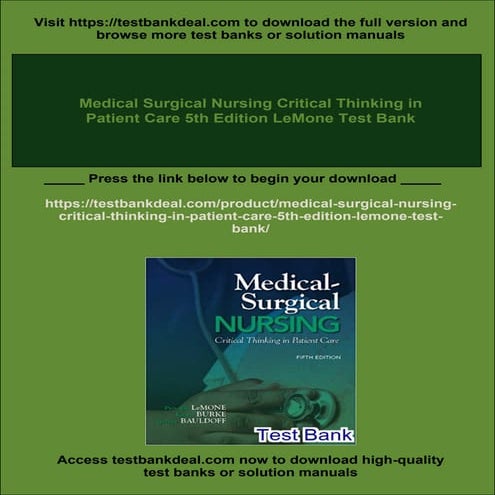 Medical Surgical Nursing Critical Thinking in Patient Care 5th Edition ...