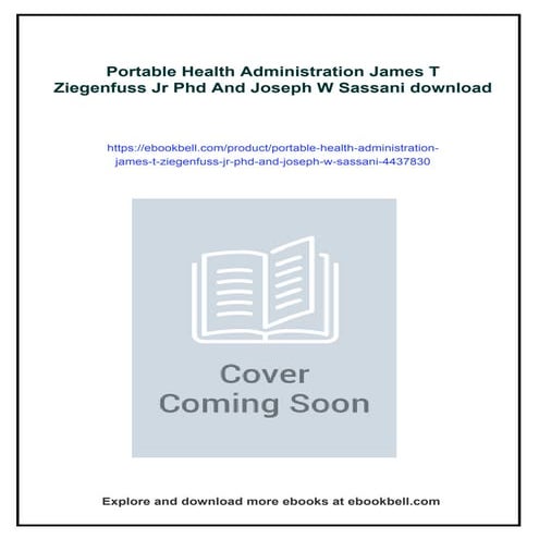 Portable Health Administration James T Ziegenfuss Jr Phd And Joseph W ...