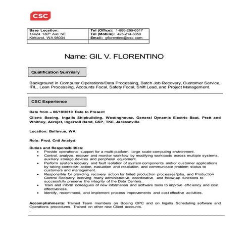 Gil Florentino CSC Resume | PDF