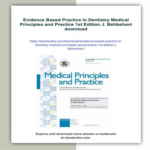 Evidence Based Practice in Dentistry Medical Principles and Practice ...