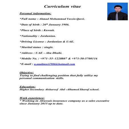 Ahmad CV. UAE | DOCX | Sales | Business
