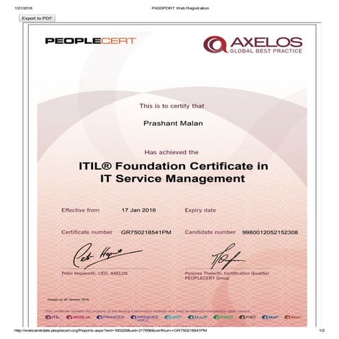ITIL Certification | PDF