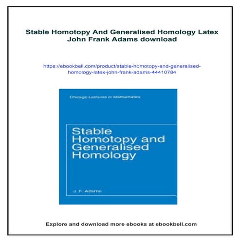 Stable Homotopy And Generalised Homology Latex John Frank Adams | PDF