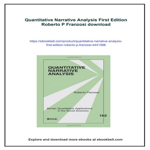 Quantitative Narrative Analysis First Edition Roberto P Franzosi | PDF