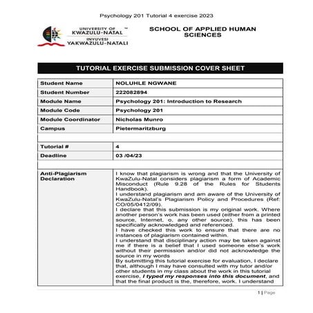 222082894 tut 4 psych 201 (2).docx | Cricket | Sports