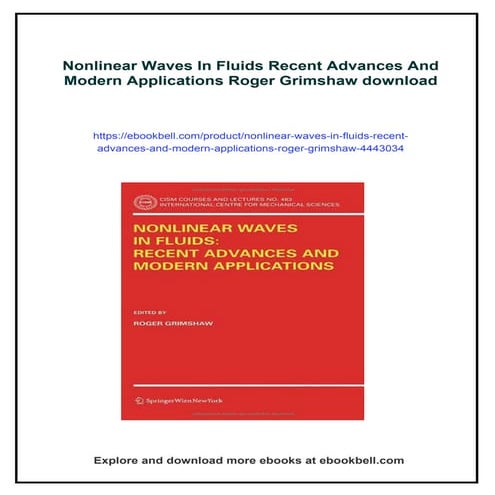 Nonlinear Waves In Fluids Recent Advances And Modern Applications Roger ...
