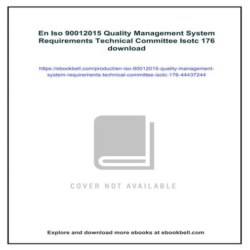 En Iso 90012015 Quality Management System Requirements Technical ...