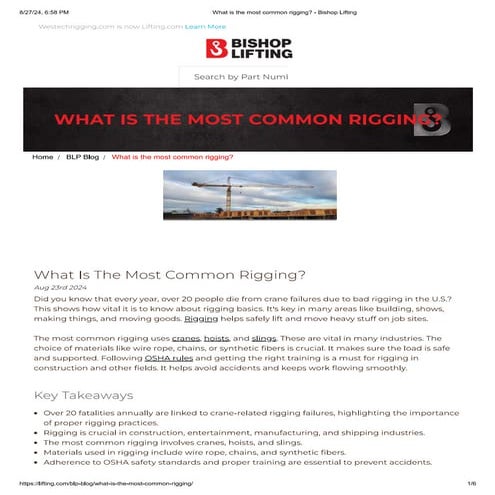What is the most common rigging? Bishop Lifting | PDF