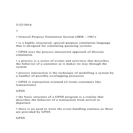 22220161• General Purpose Simulation System (IBM - 1.docx | Programming Languages | Computing